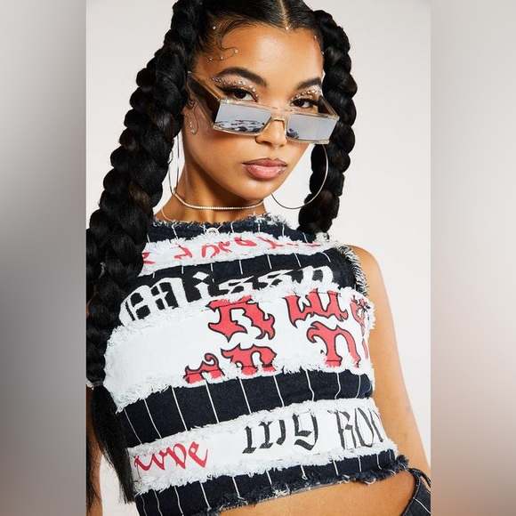 Jaded London | Tops | Nwt Jaded London Multi Pinstripe Denim Panelled ...